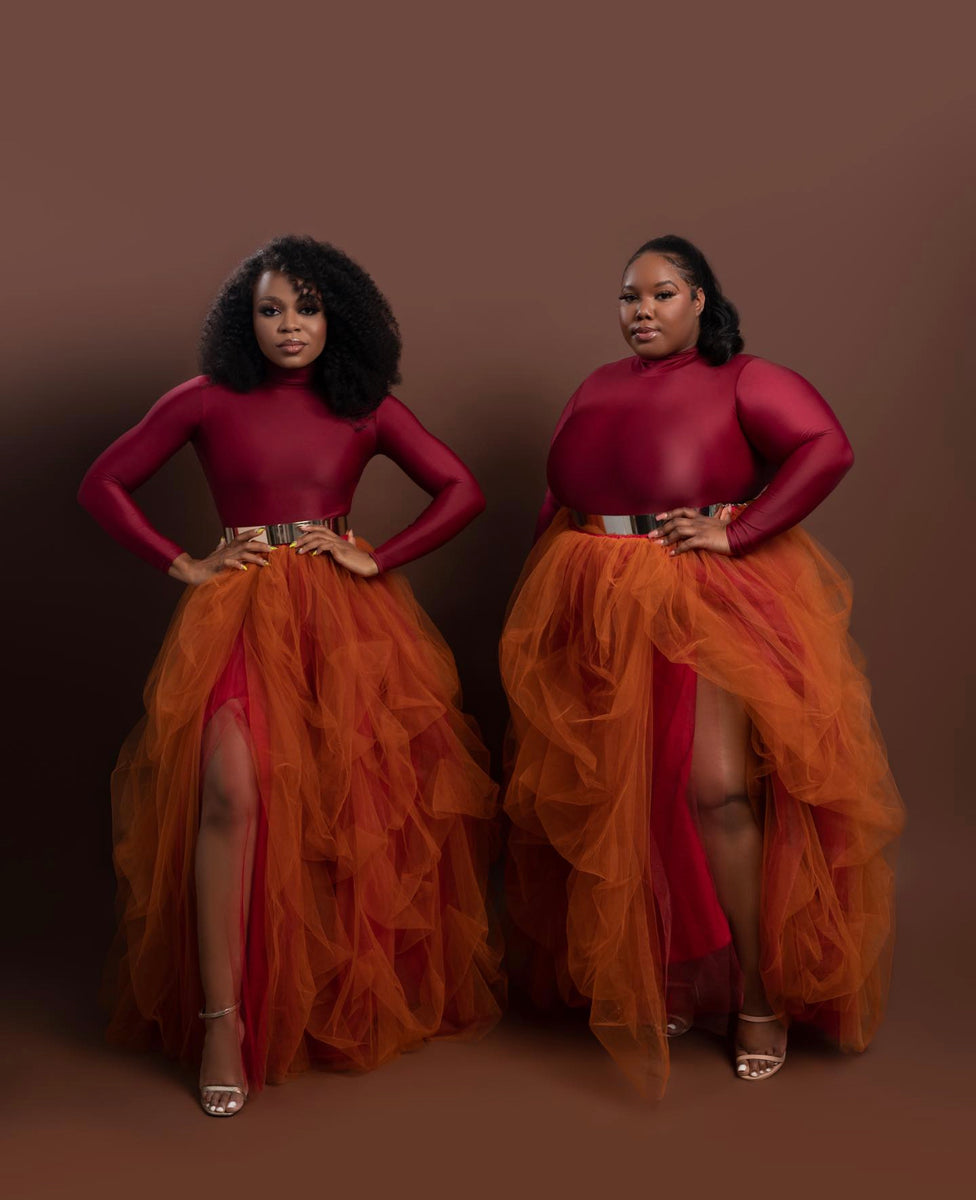Custom made Autumn Inferno Hi slit skirt set – Oyemwen
