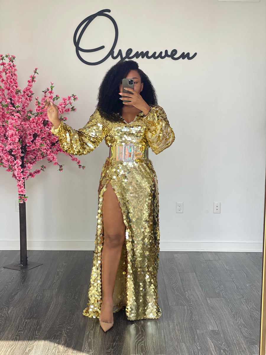 Custom Birthday Dress in Gold – Oyemwen
